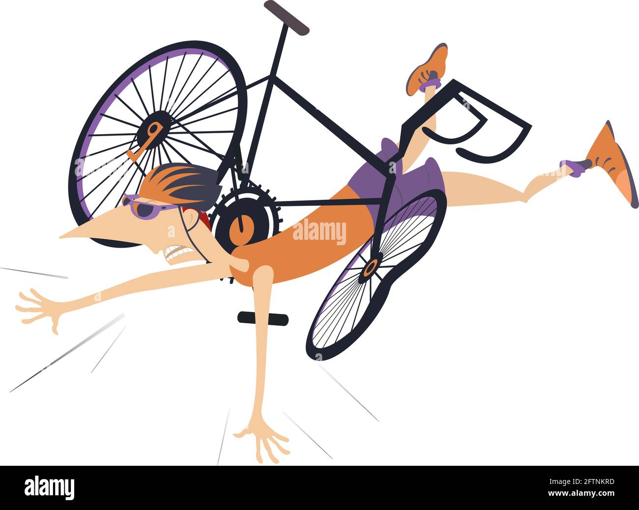 Cyclist man falling down from the bicycle illustration. Cyclist man ...