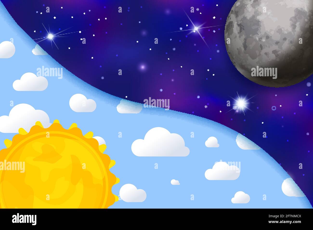 Moon And Sun Together In Sky