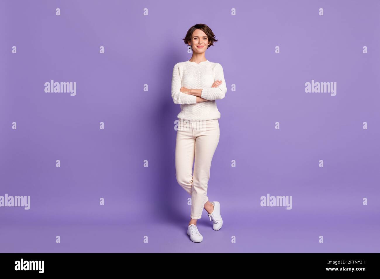 Full length body size photo of confident young business woman with ...