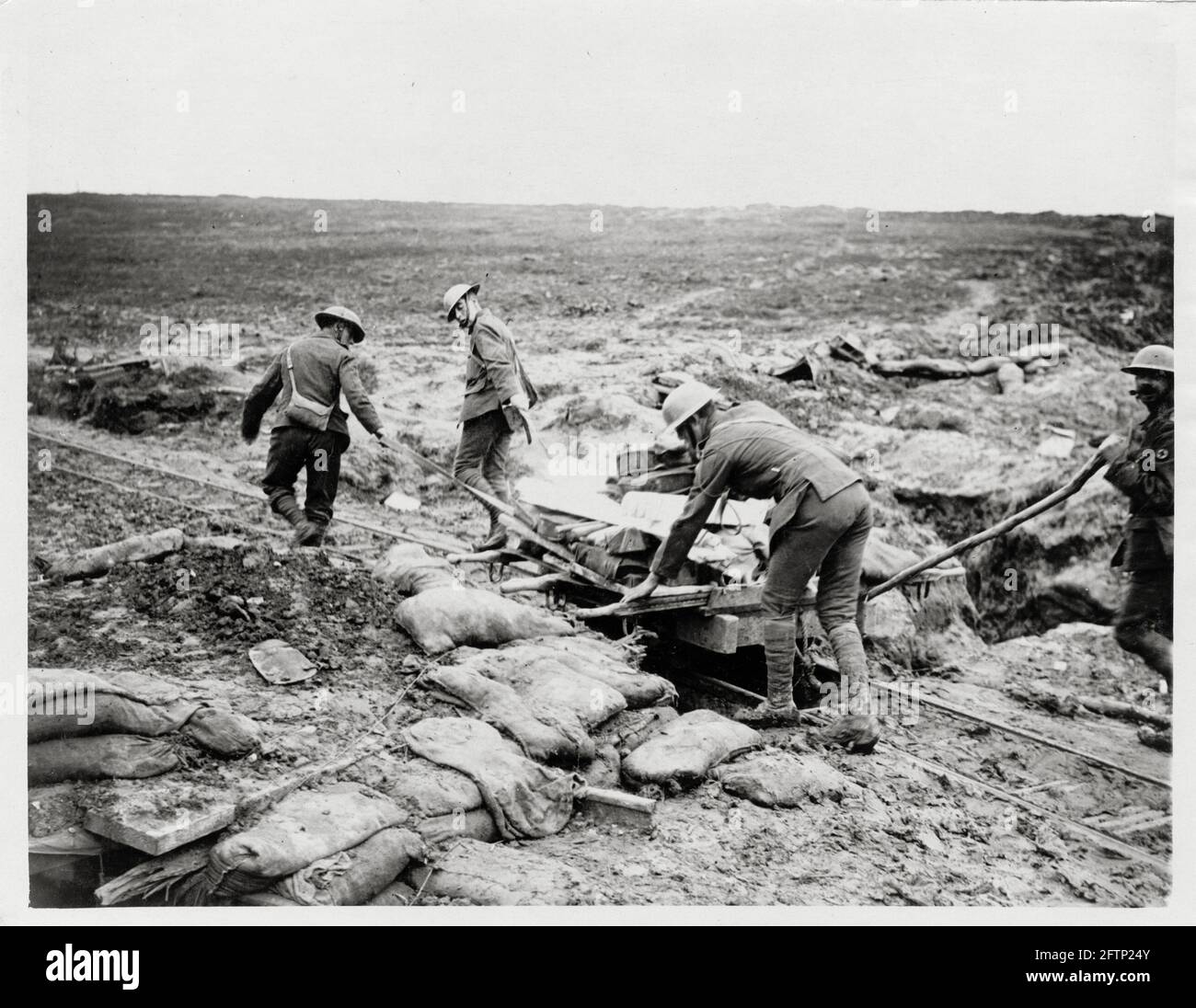 World War One, WWI, Western Front - Men taking up medical supplies ...