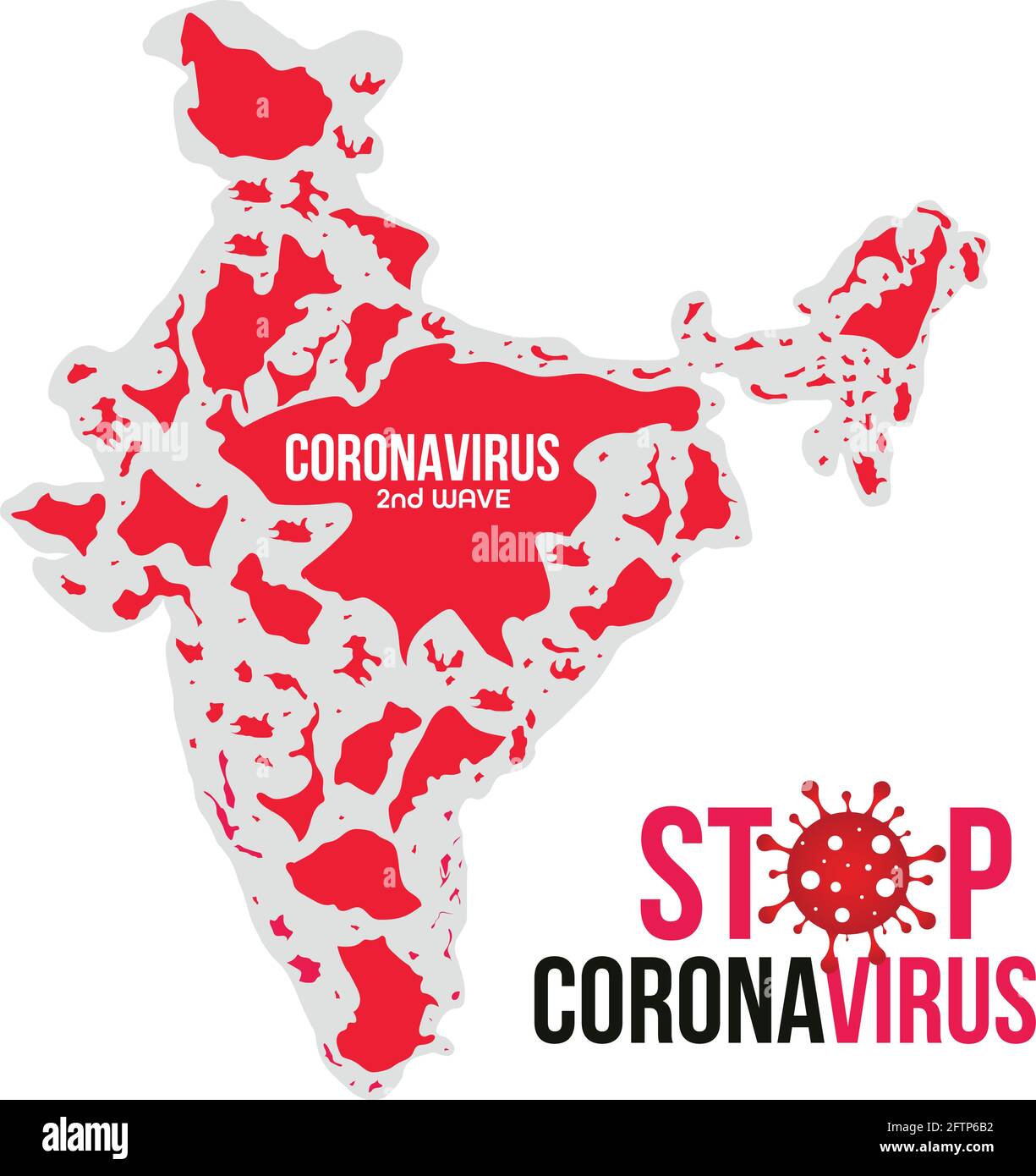 India map with covid-19 virus 2nd wave lockdown concept Stock Vector ...