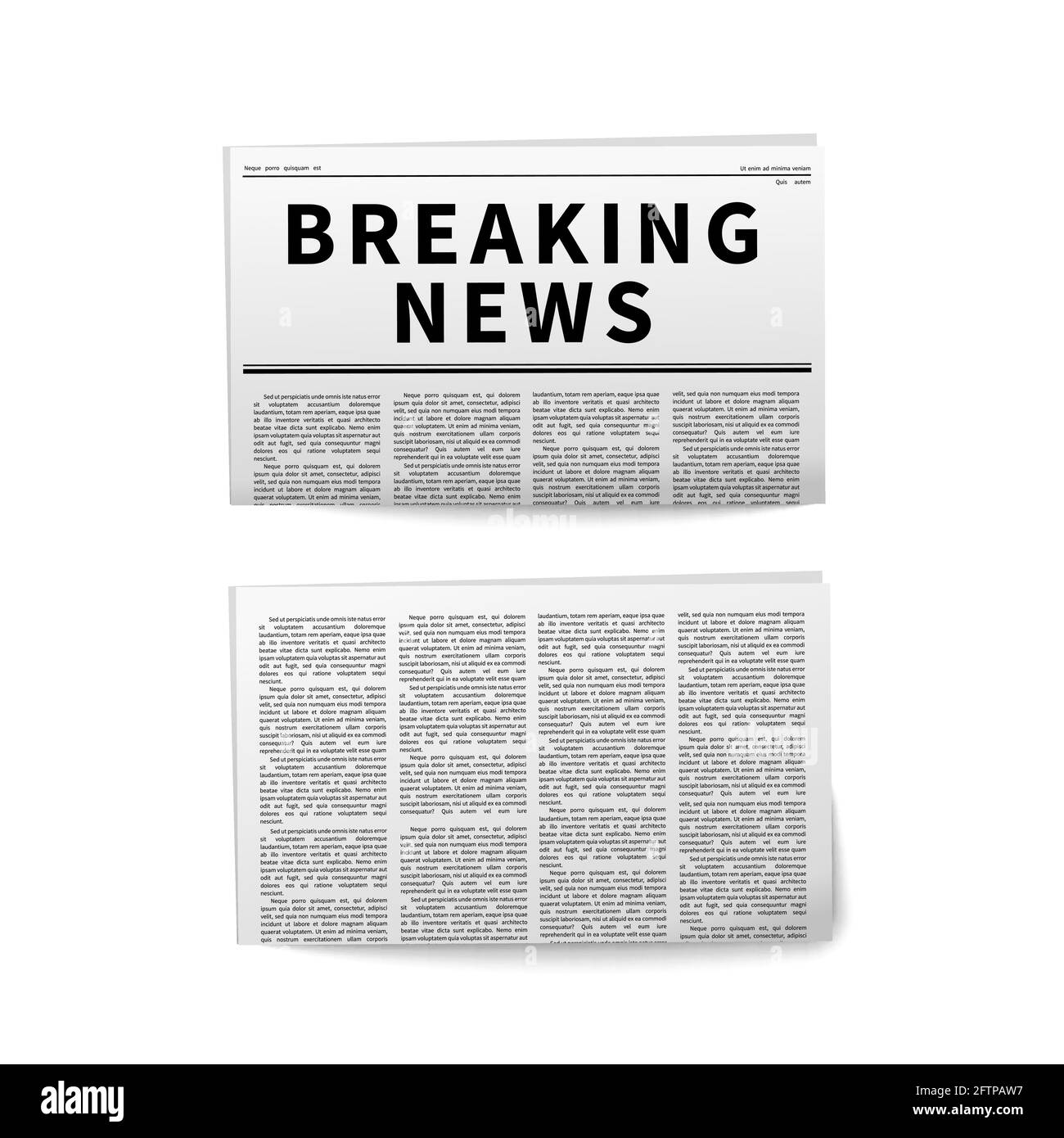 Breaking news, folded newspaper realistic icons isolated on white Stock ...