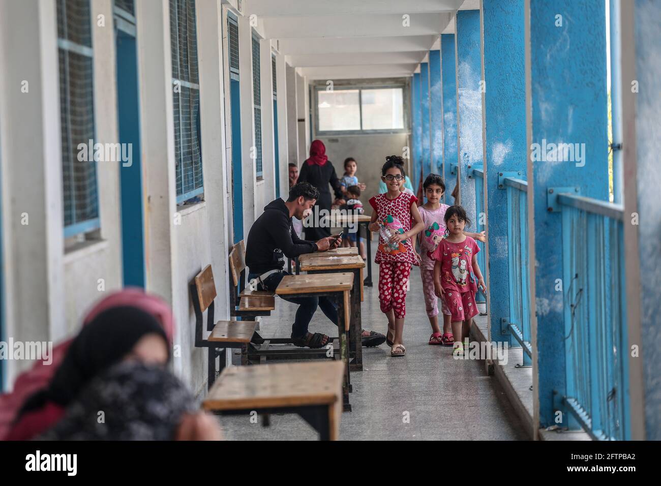 Gaza City. 21st May 2021. High school students study inside a United ...