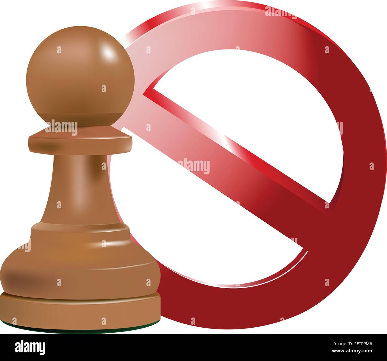 Illustration of a pawn check stop chess pieces and stop sign on a white ...
