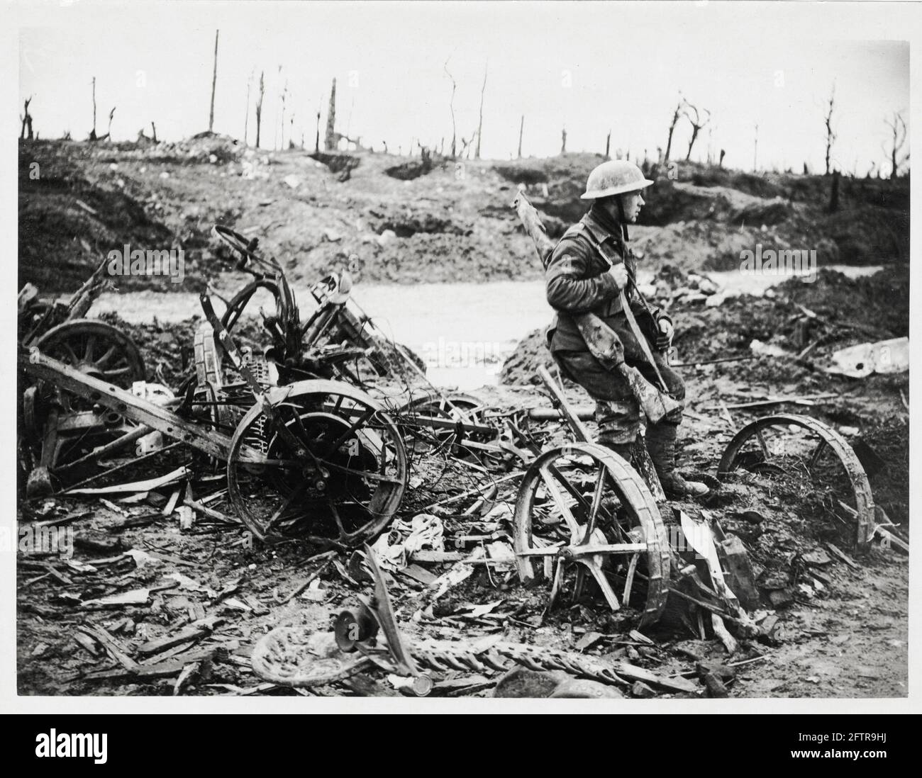 World War One, WWI, Western Front - A guide waits for a party amongst ...