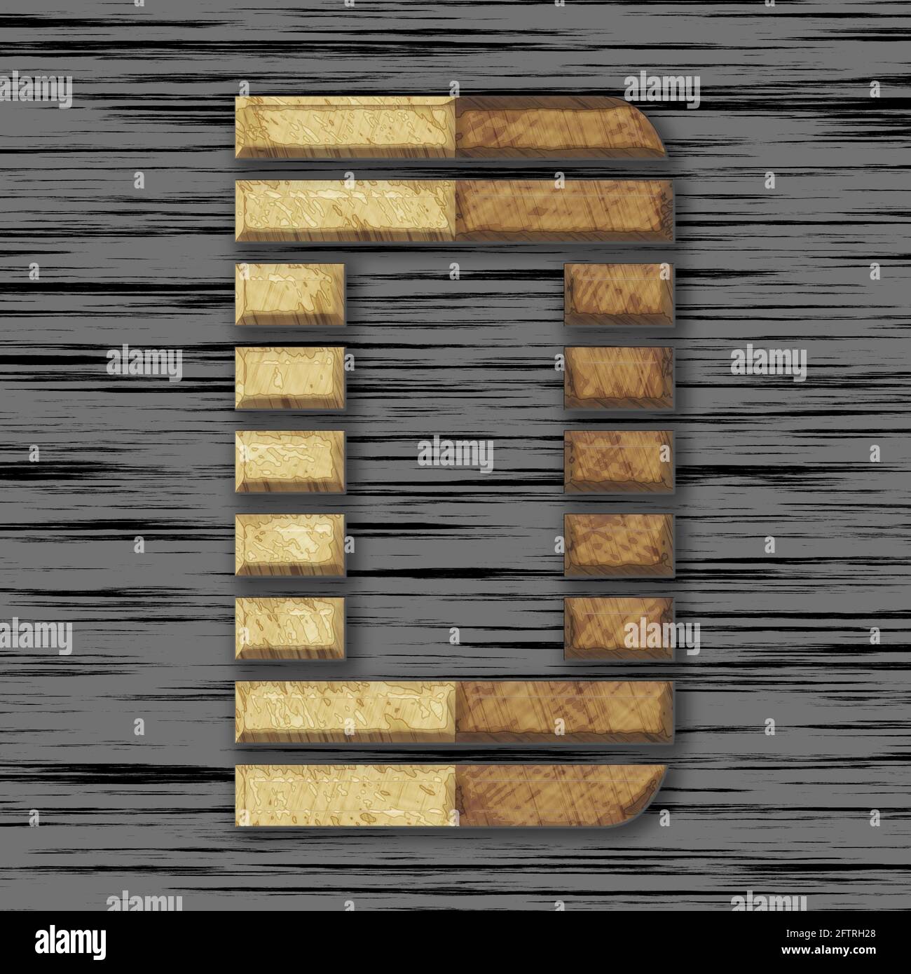 square graphic with the uppercase character D sketched by wooden parts ...