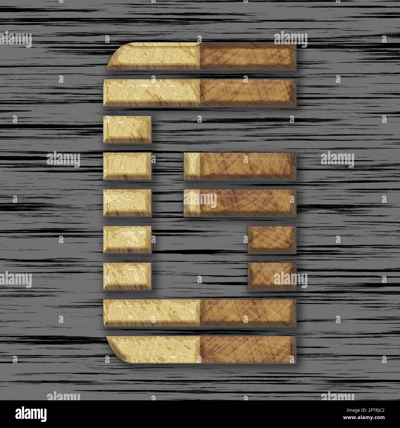square graphic with the uppercase character G sketched by wooden parts ...
