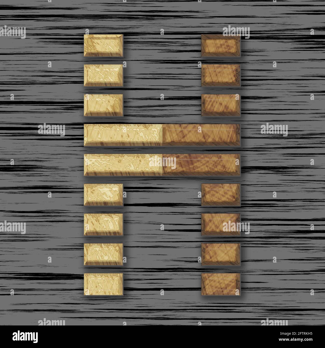 square graphic with the uppercase character H sketched by wooden parts ...