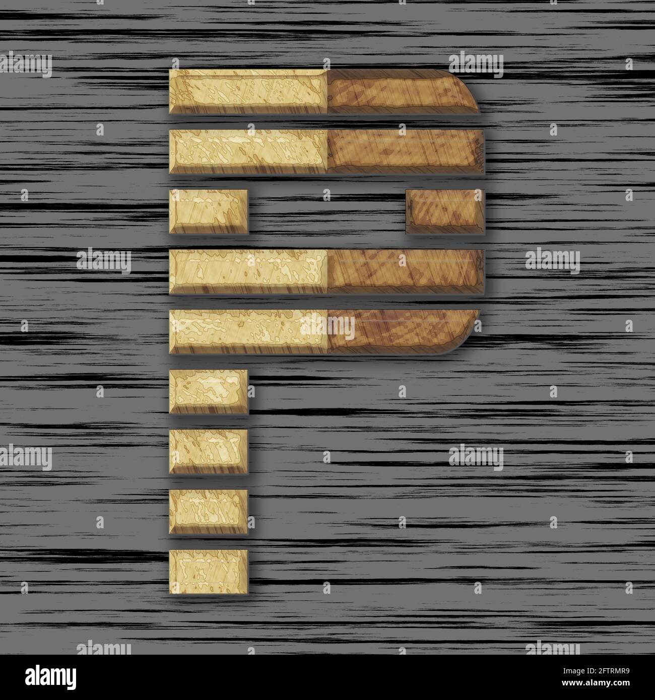 square graphic with the uppercase character P sketched by wooden parts ...
