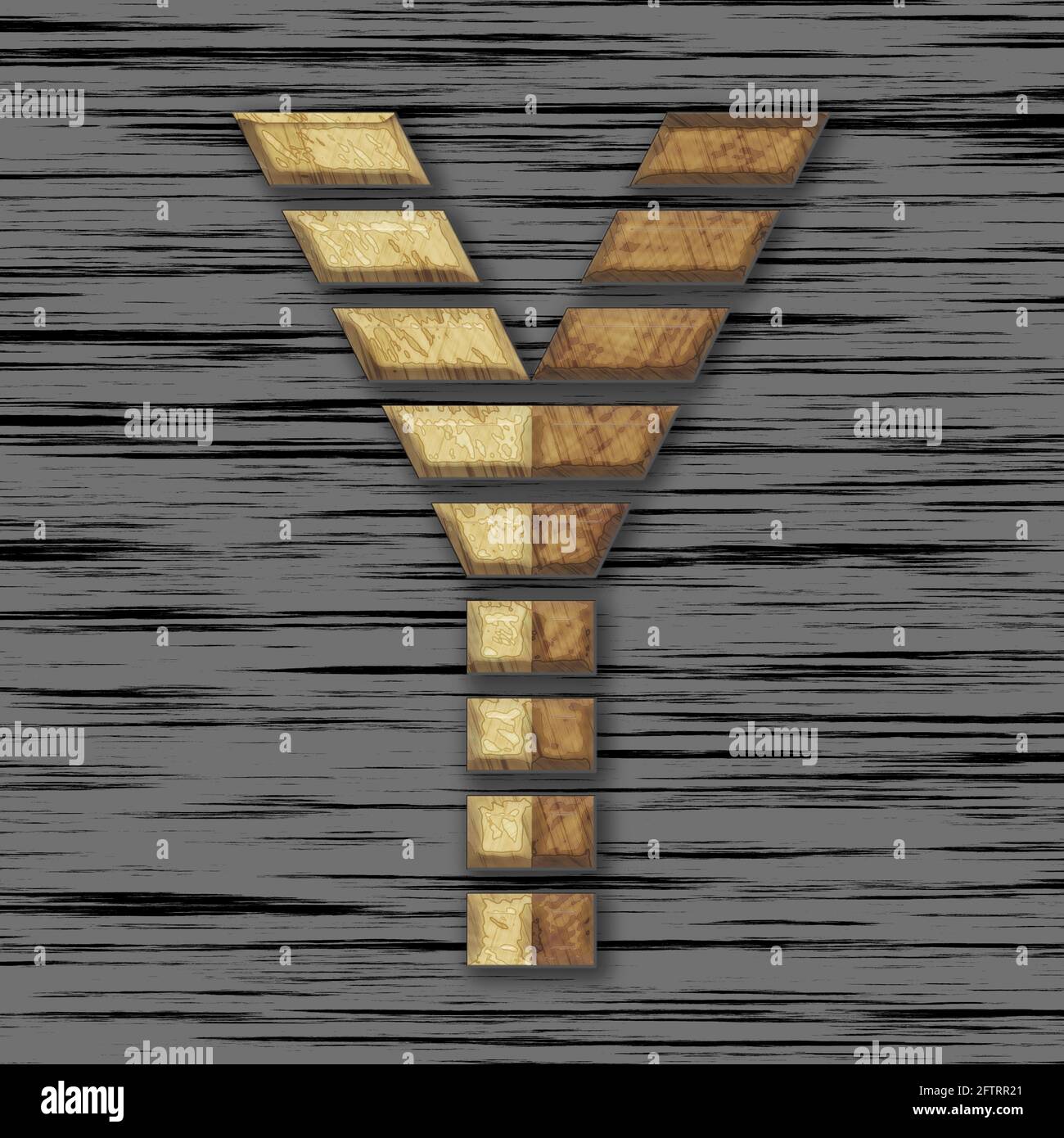square graphic with the uppercase character Y sketched by wooden parts ...