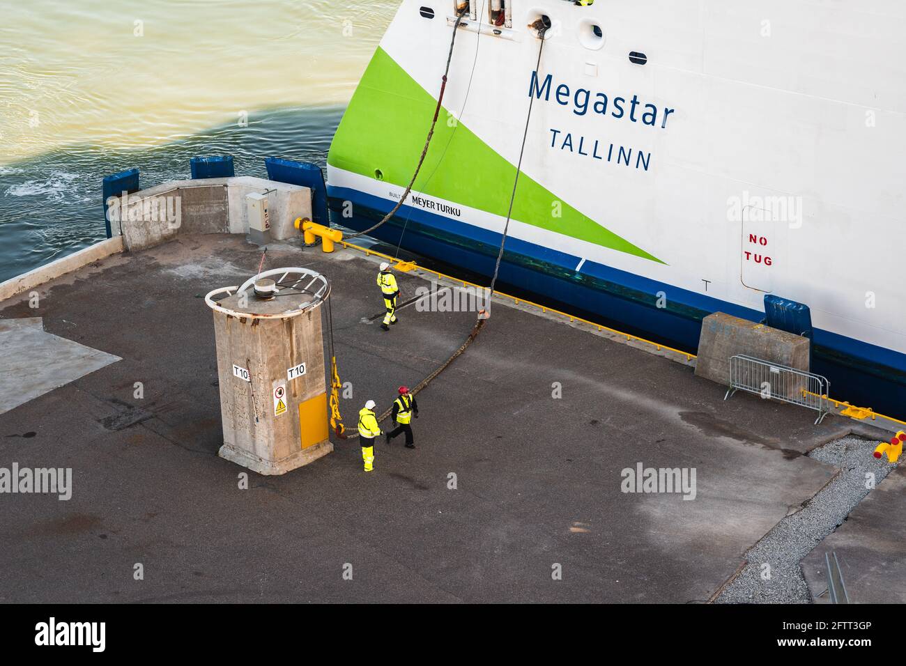 Editorial 2019-09-27 Tallinn Estonia Port crew mooring MS Megastar at ...
