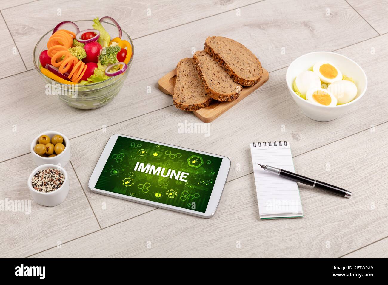 Healthy Tablet Pc compostion, immune system boost concept Stock Photo ...