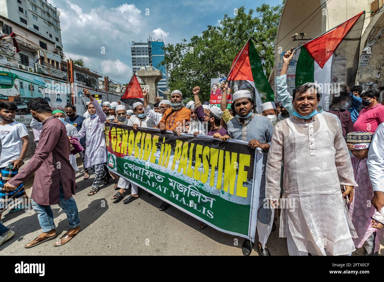 After Jumma prayer, Bangladeshi people make a rally in front of Baitul ...