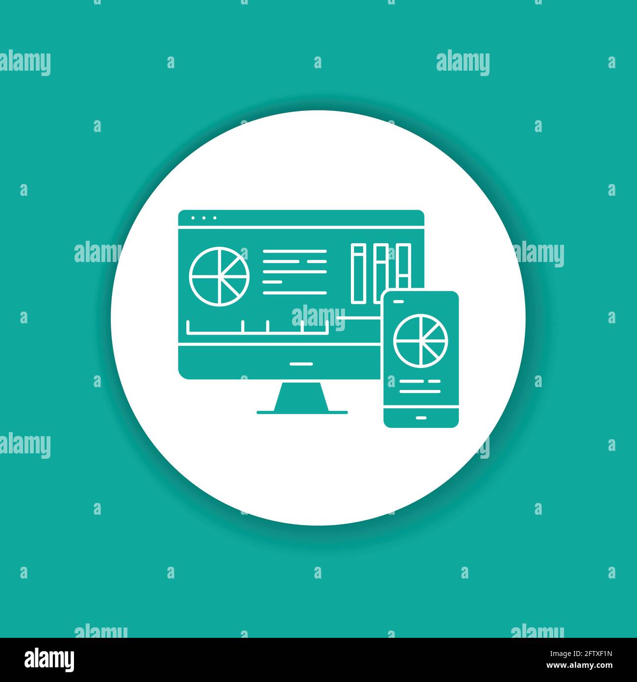 Mobile business intelligence BI color glyph icon. Pictogram for web ...