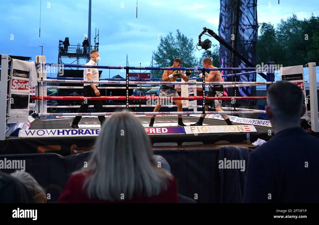 Fans watch the action during the Boxing event at the FlyDSA Arena ...