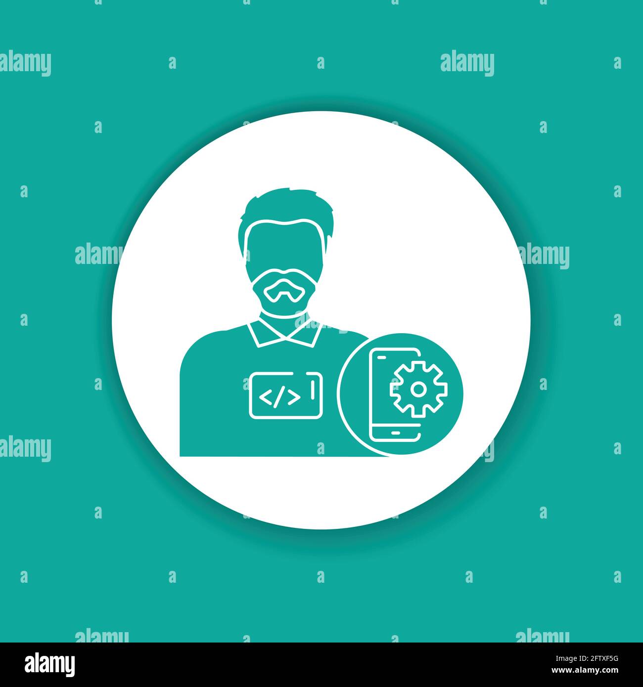 Mobile app developer color glyph icon. Pictogram for web page, mobile ...