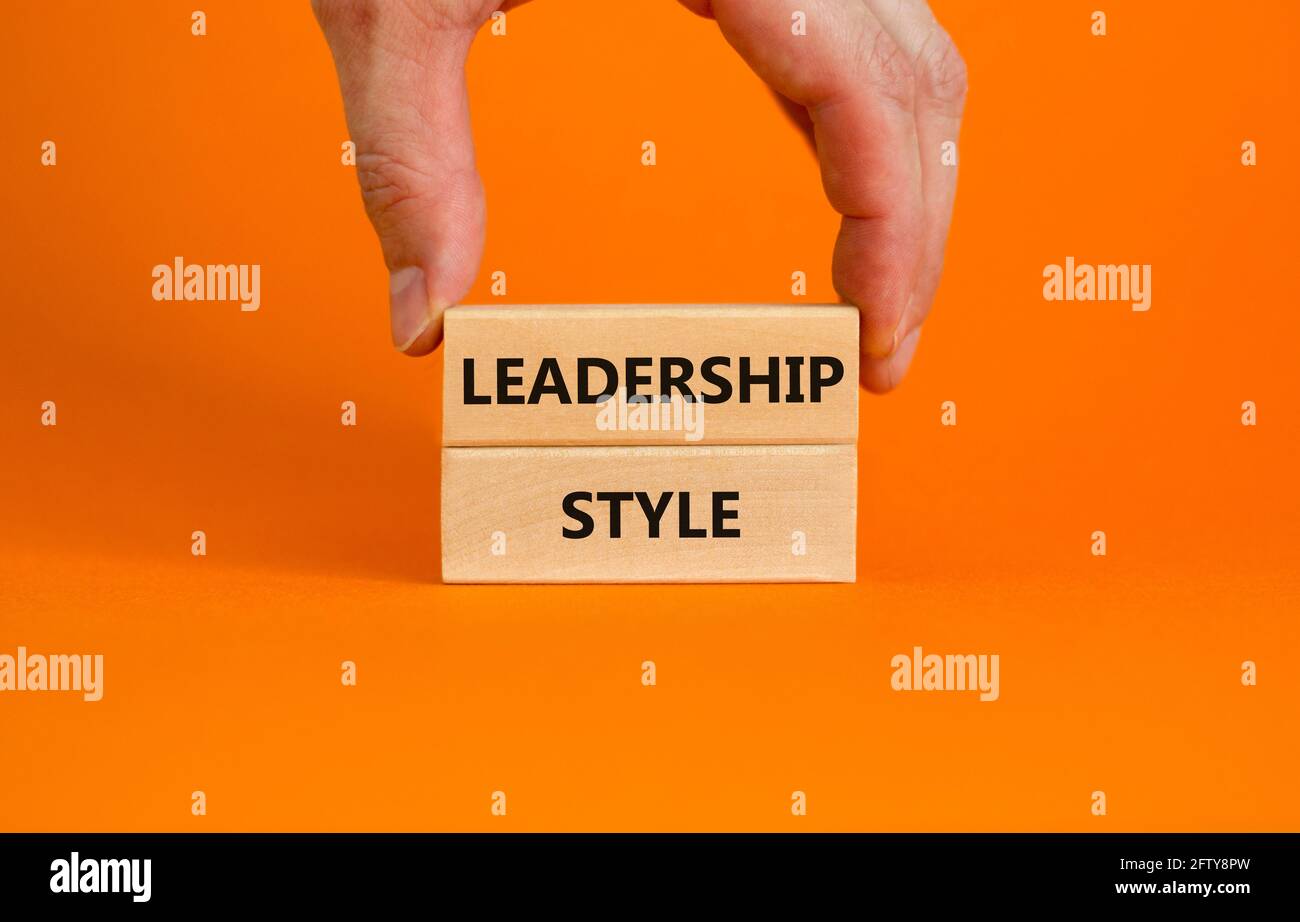 Leadership style symbol. Wooden blocks with words 'Leadership style' on ...