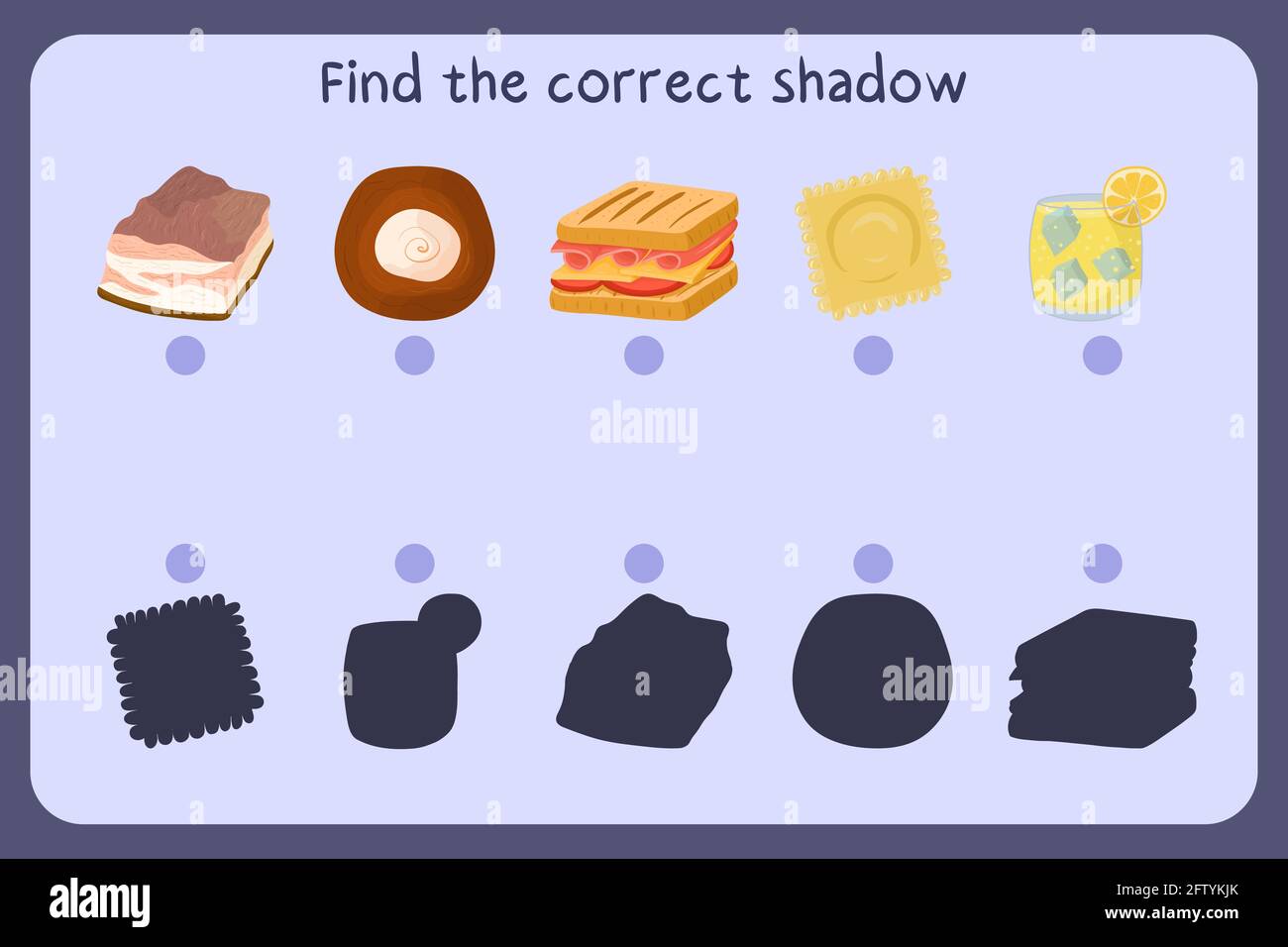 Matching children educational game with food - bacon, bun, sandwich ...