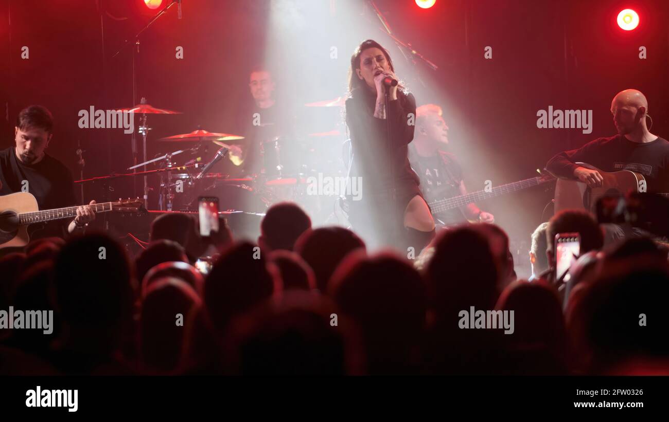 Louna Rock band perform on stage during the concert at Sherwood Pub ...