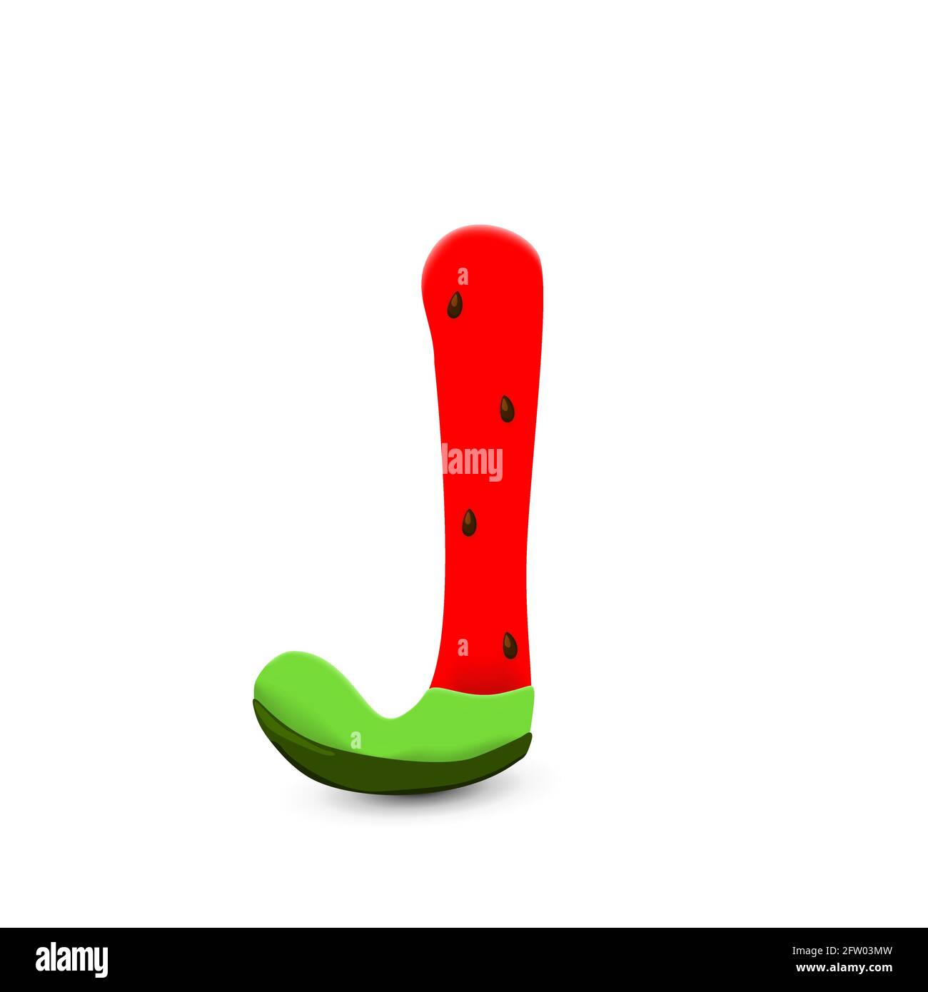 Watermelon letter J, 3d vector icon over white background Stock Vector ...