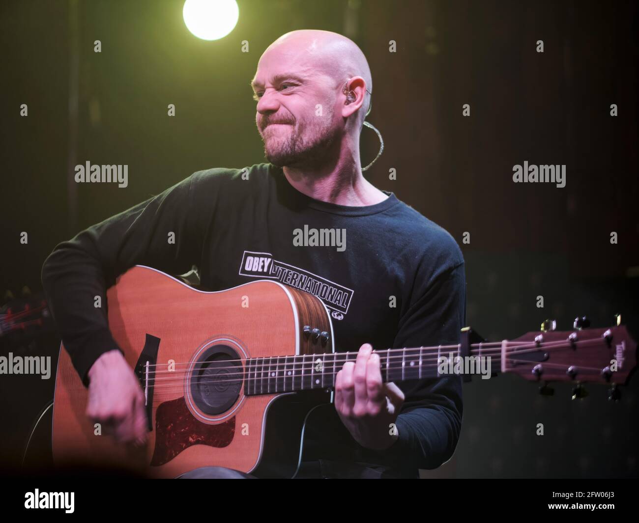 Ivan Kilar of Louna Rock band performs on stage during the concert at ...