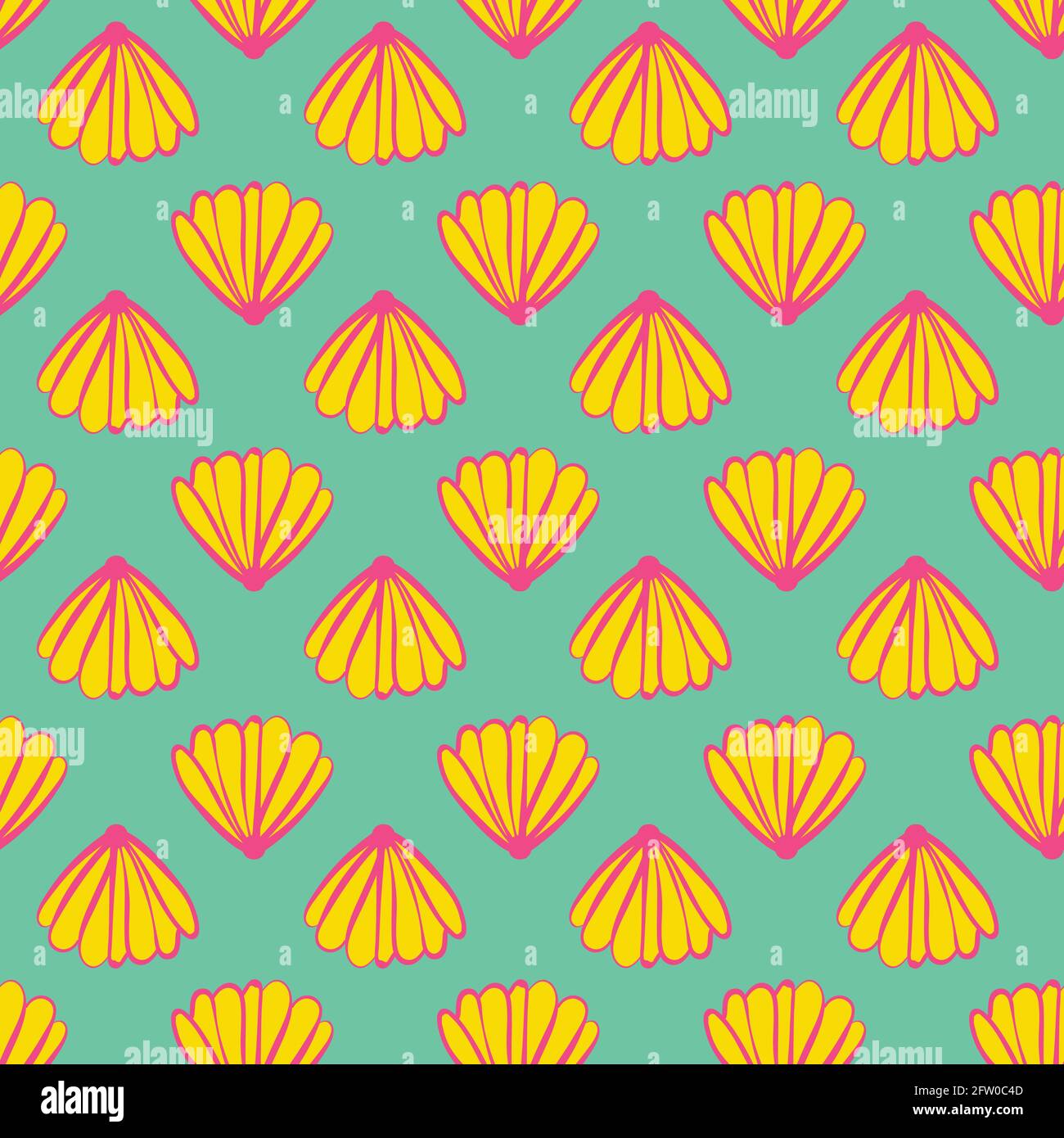 A yellow seashells vector pattern on turquoise Stock Vector Image & Art ...
