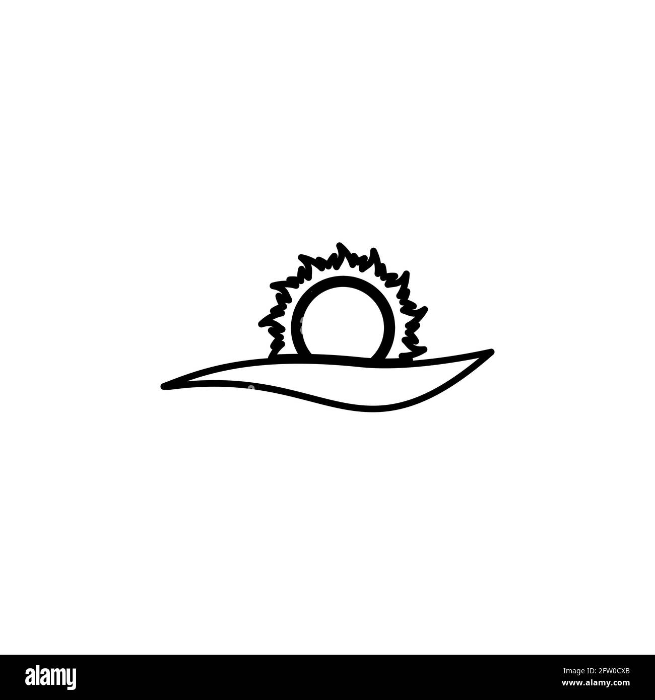 sun, sea vector line icon. Sea and sun outline vector illustration ...