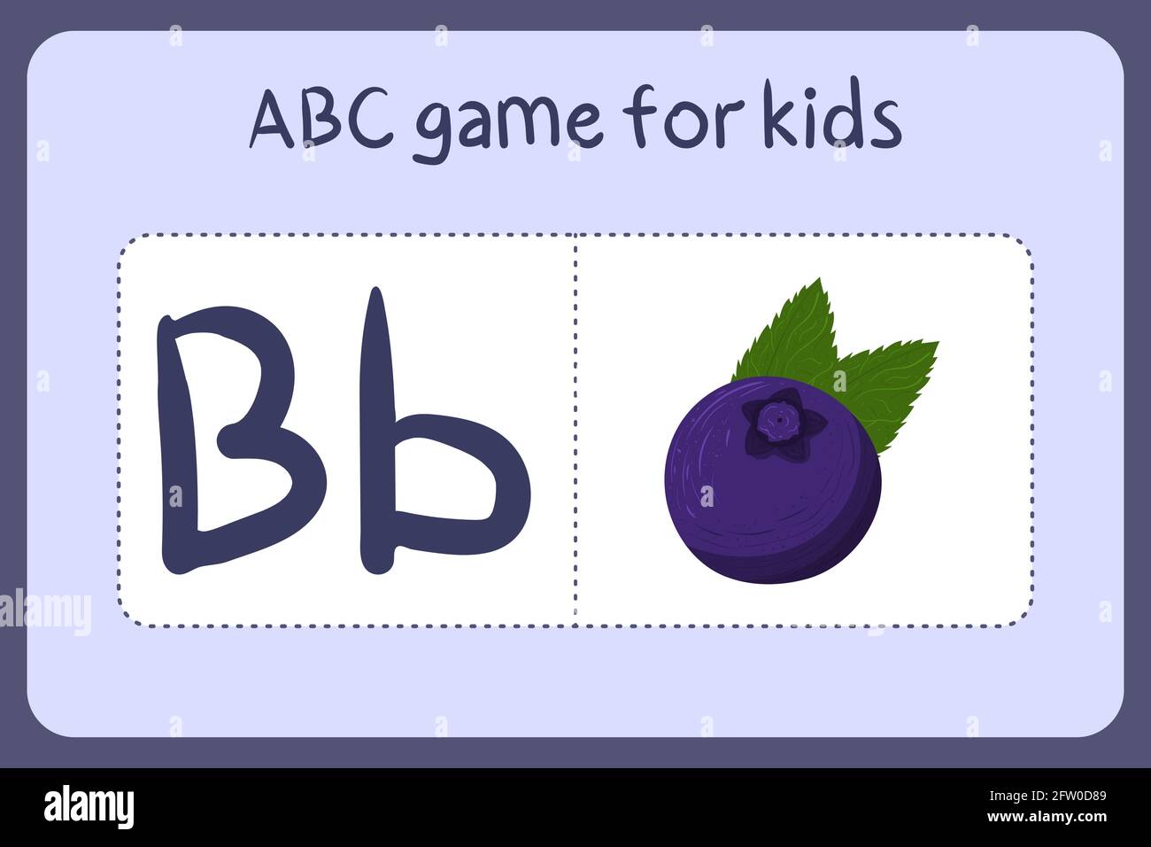 Kid alphabet mini games in cartoon style with letter B - blueberry ...