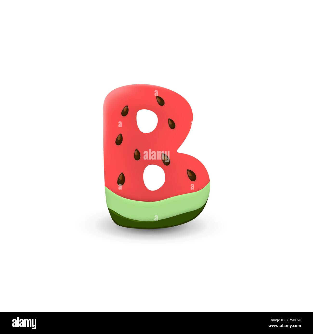 Watermelon letter B, 3d vector icon over white background Stock Vector ...