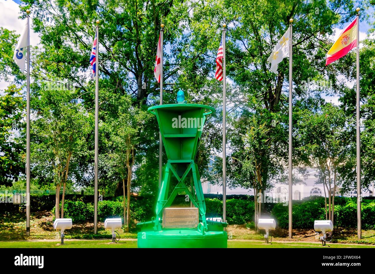A buoy at Cooper Riverside Park serves as a memorial to members of the ...