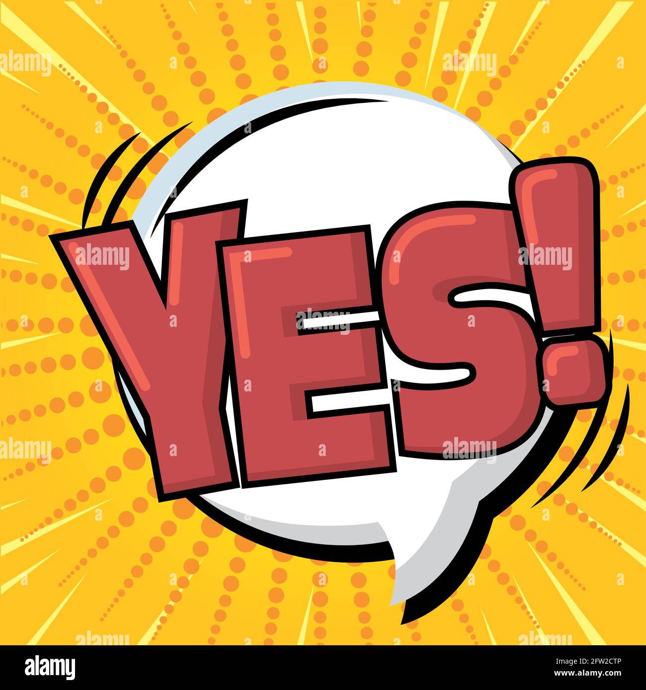 Isolated comic speech Yes cartoon expression Vector Stock Vector Image ...