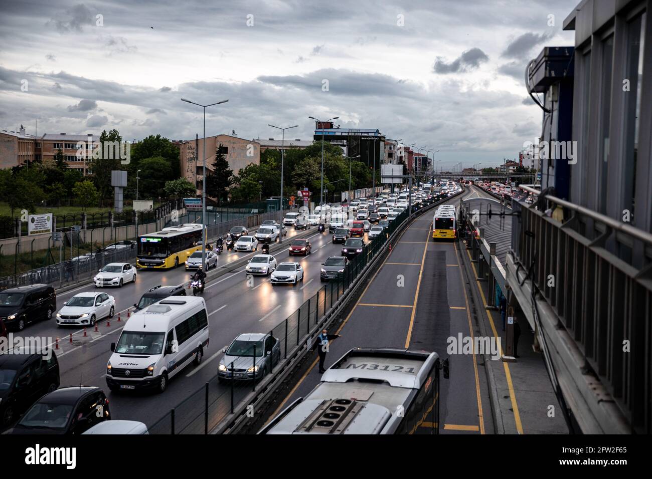 Istanbul, Turkey. 21st May, 2021. A view of a Long traffic jam at the ...