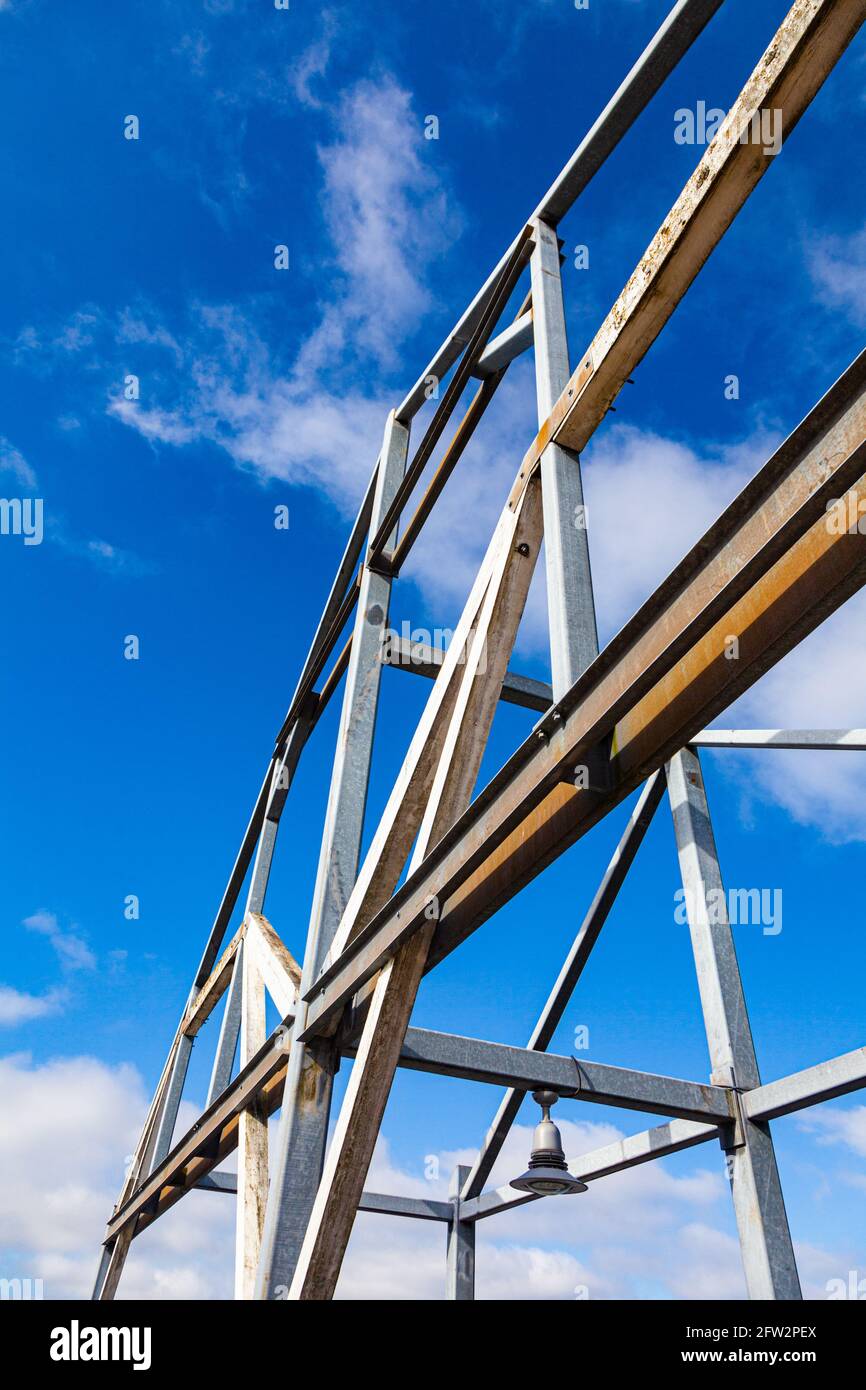 Large welded structure simulating a fish cannery to remember the many ...