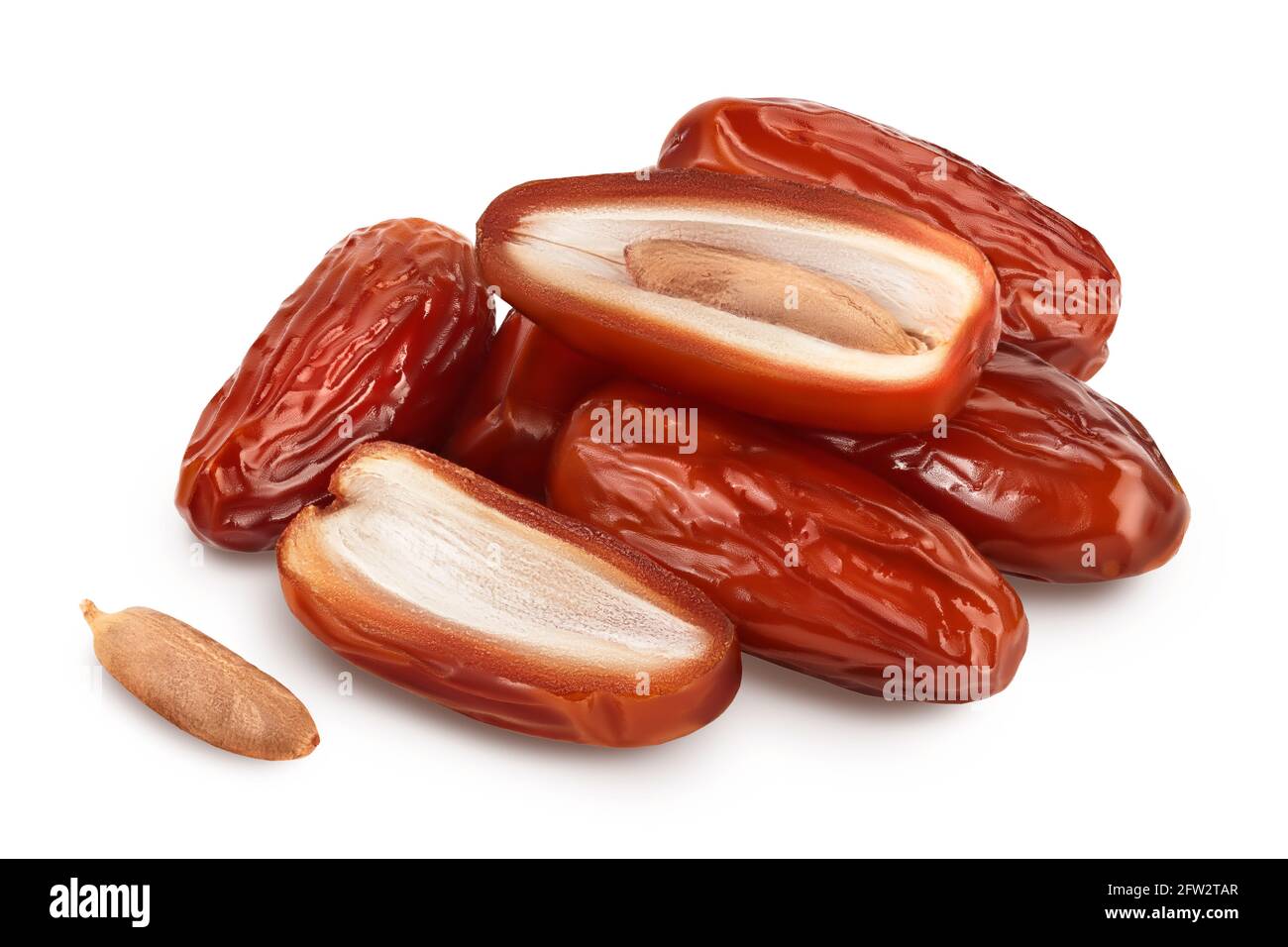 Dates isolated on white background with clipping path and full depth of ...