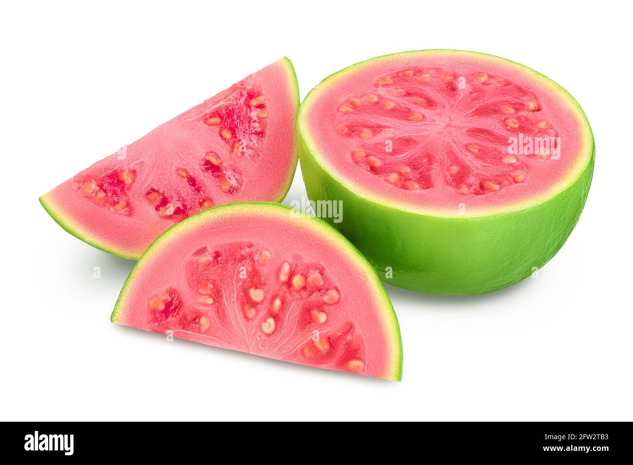 Guava fruit slices isolated on white background with clipping path and ...
