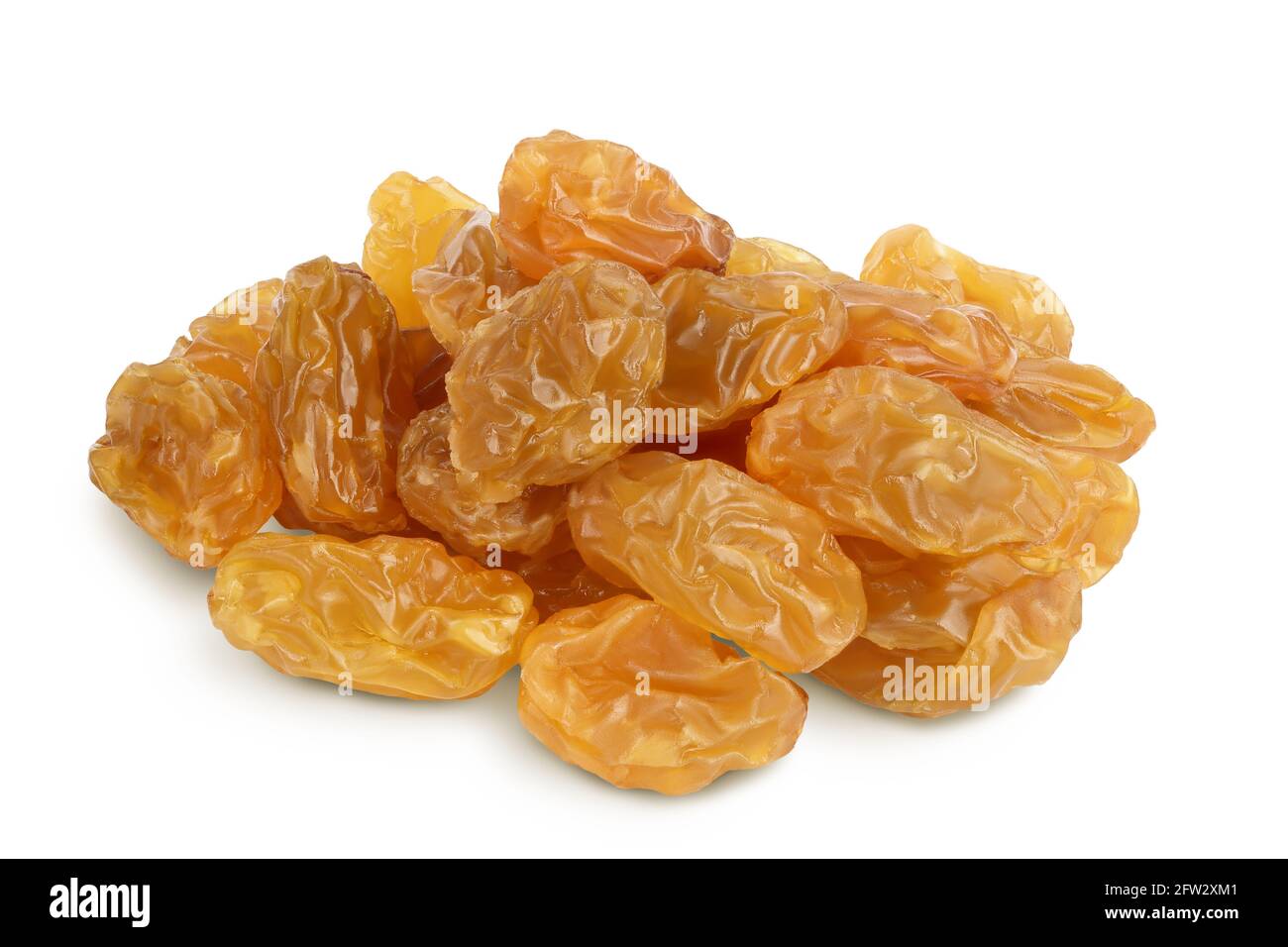 Yellow raisin isolated on white background with clipping path and full ...