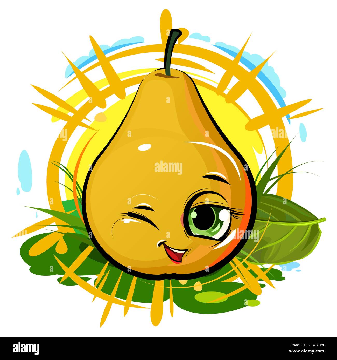 Cartoon happy pear Stock Vector Images - Alamy