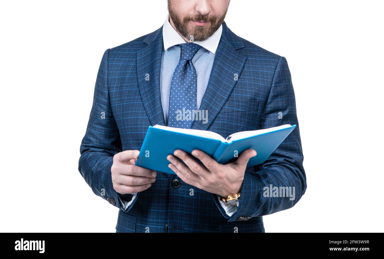 successful ceo reading schedule. cropped man planning his work. boss ...