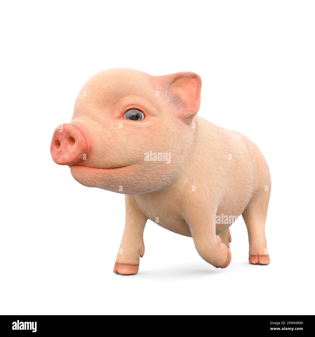 piglet cartoon is walking, 3d illustration Stock Photo - Alamy
