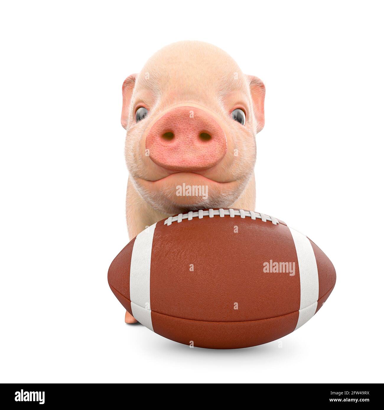 piglet cartoon with american football ball, 3d illustration Stock Photo ...