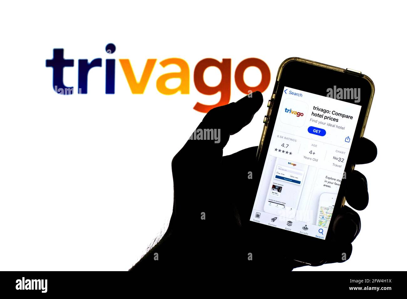 Spain. 21st May, 2021. In this photo illustration of a Trivago app in ...