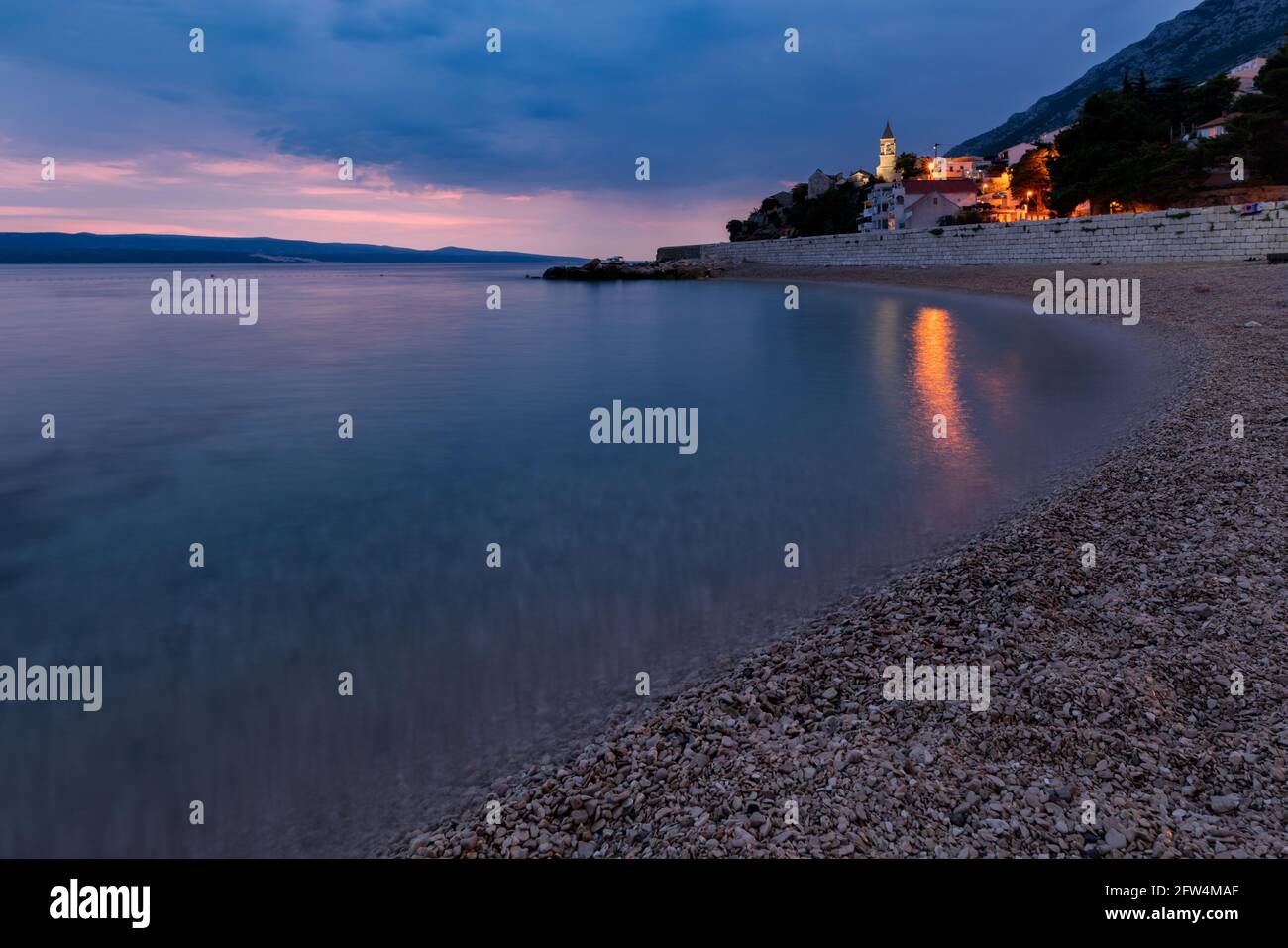 Coastal town Pisak at evening, Dalmatia, Croatia Stock Photo - Alamy