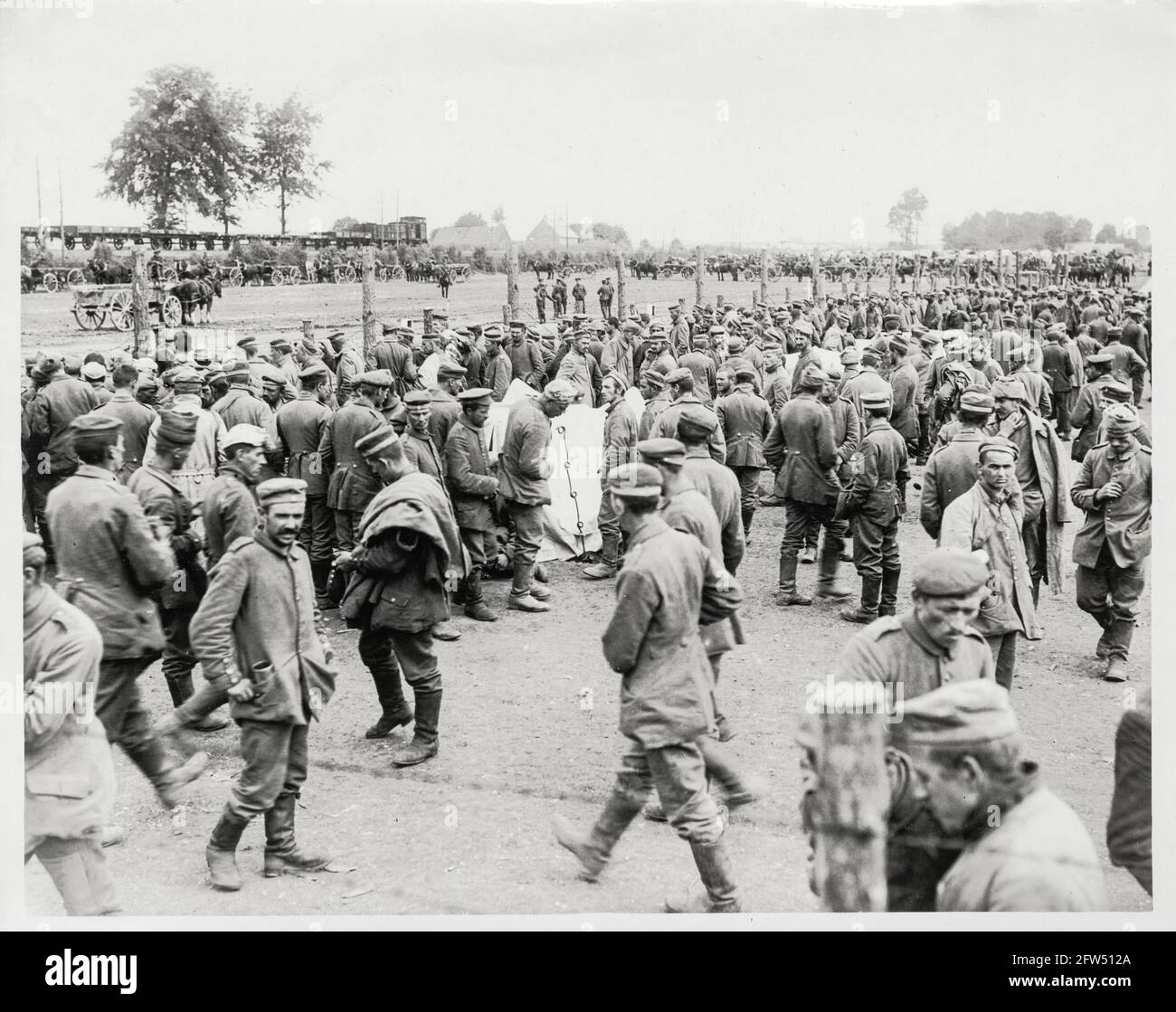 World War One, WWI, Western Front - Scene at a prison camp, France ...