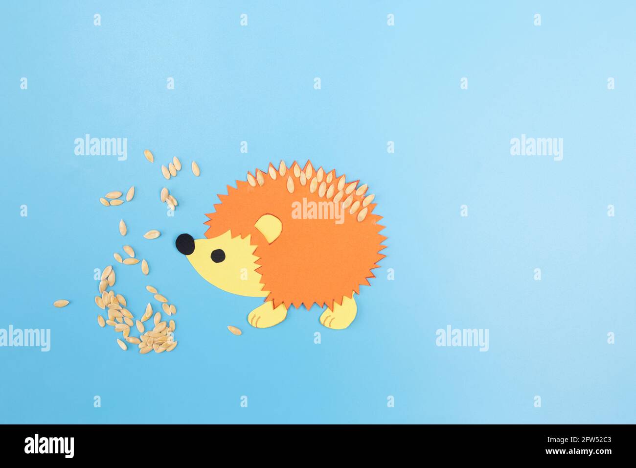 autumn application of hedgehog and dry seeds, art project for ...