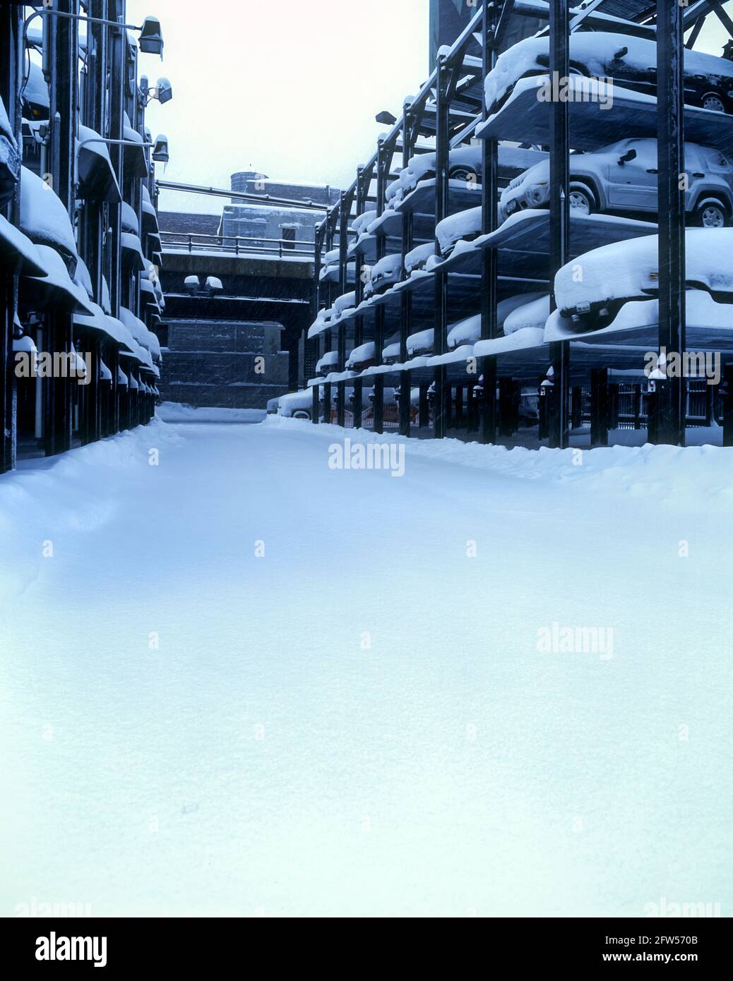 2006 HISTORICAL SNOW COVERED STACKED CARS MULTI STOREY PARKING GARAGE ...