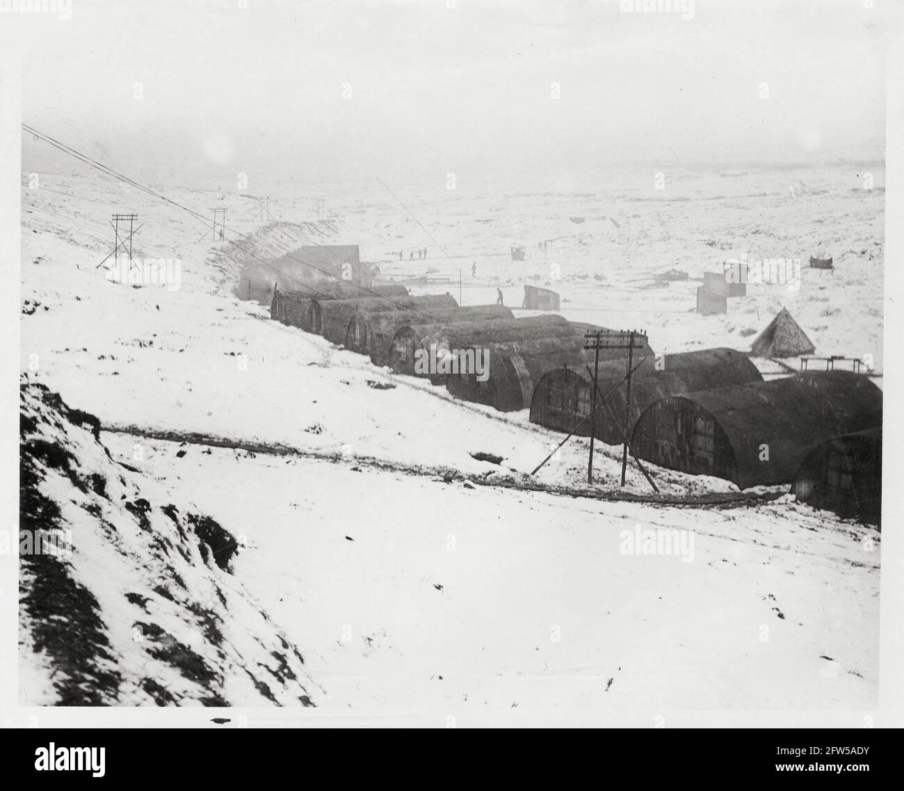 World War One, WWI, Western Front - A Nissen hut camp providing winter ...