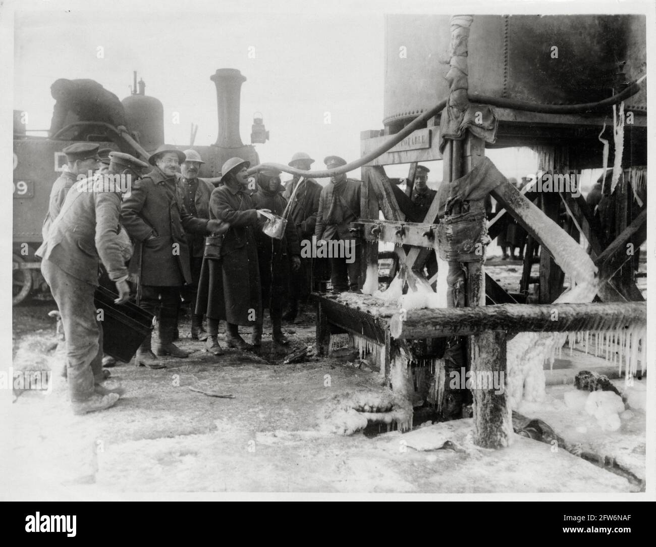 World War One, WWI, Western Front - Troops getting water on the way up ...
