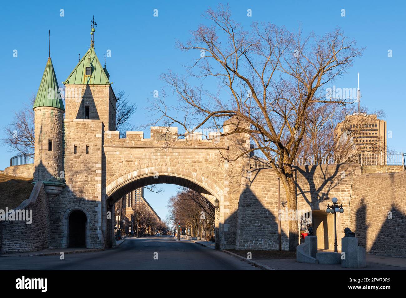 The St Louis gate of the fortification of the old Quebec city Stock ...