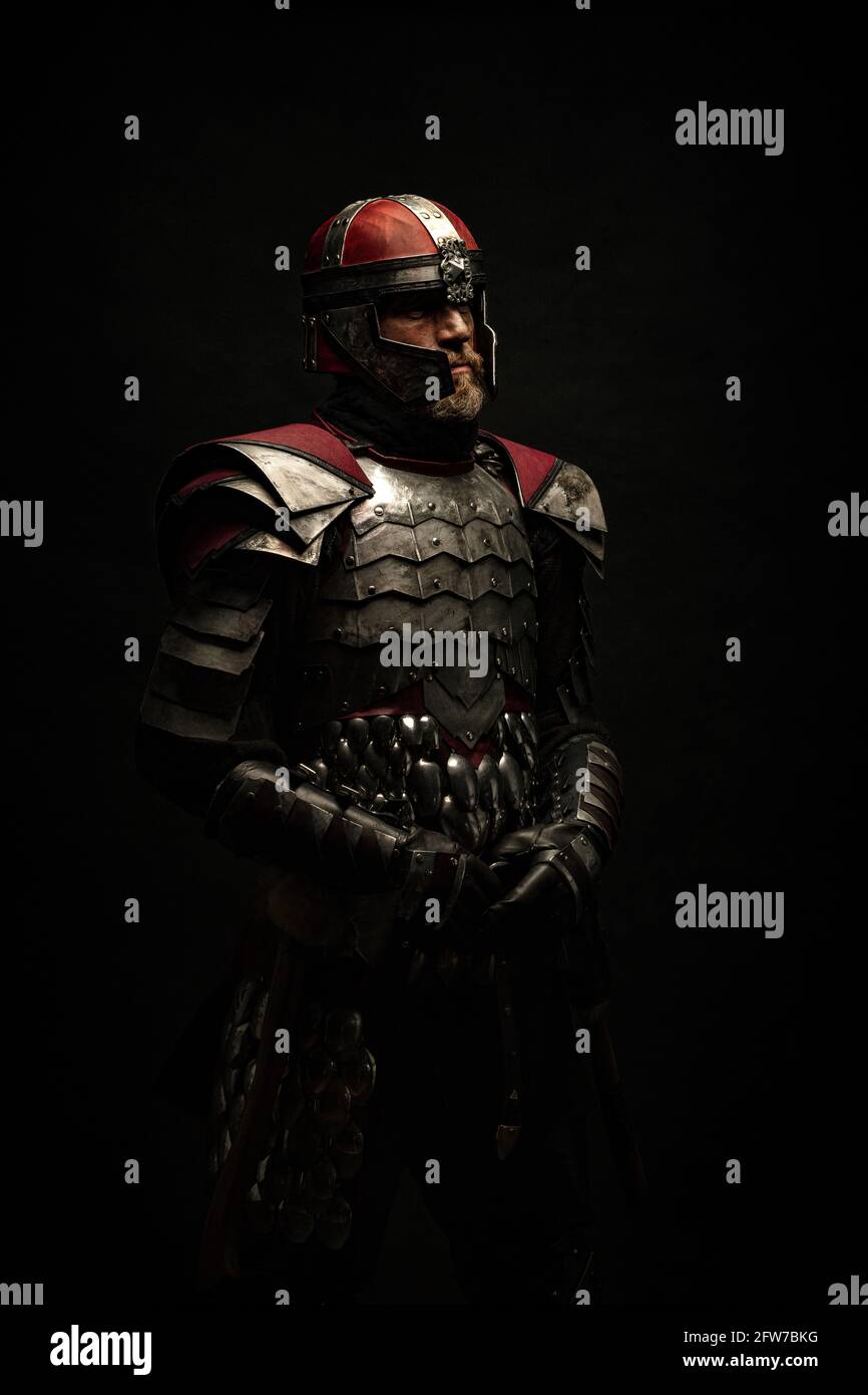 Portrait of a medieval fighter in profile Stock Photo - Alamy