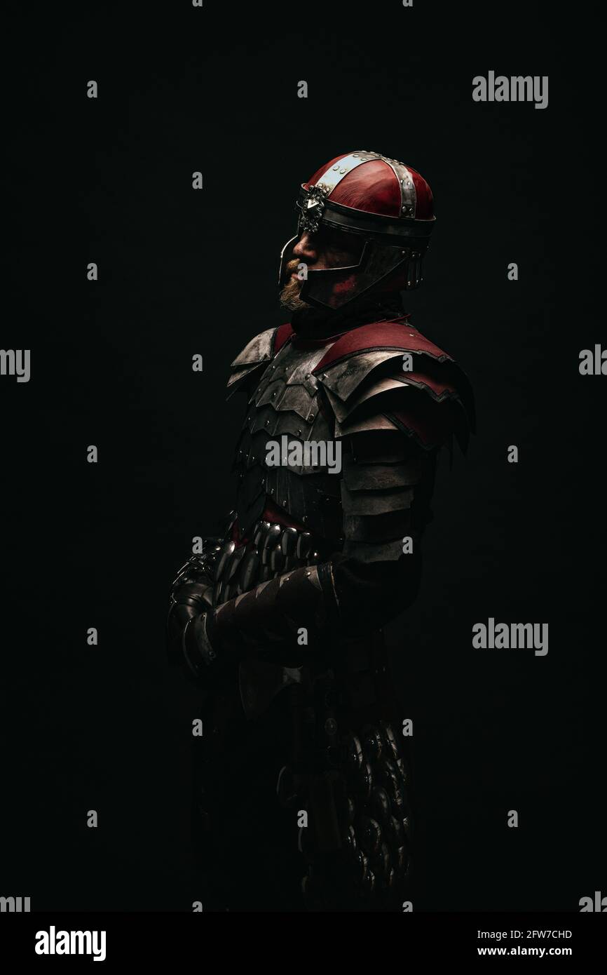 Portrait of a medieval fighter in profile Stock Photo - Alamy